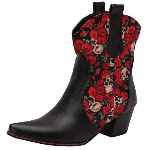 SJJH Bottes de cowboy classiques pour femme avec bout pointu - Bottes ...