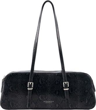 Seidenfelt Manufaktur sac &agrave; &eacute;paule Lilleby Shoulder Bag Reptile Black noir
