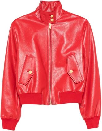 Bally Femme, Vestes, Rouge, Taille: 38 FR Leather Jacket