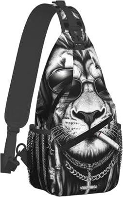 Generic L&eacute;ger Sacoche Homme Bandouliere Lunettes de soleil vintage reggae jama&iuml;caines &agrave; motif lion Sac De Poitrine R&eacute;glable Sac Poitrine pour Cyclisme Voyage 