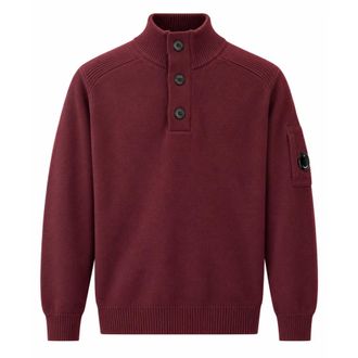 C.P. Company C.p. Company Lambswool Half Button Lens Pullover Andorra-S - - Knitwear - Herren - Rot - M