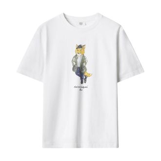 Maison Kitsun&eacute; Homme, Tops, Blanc, Taille: M T-shirt Confort T&ecirc;te de Renard