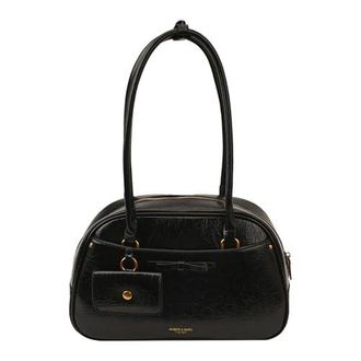 Generic Sac &agrave; bandouli&egrave;re Boston vintage en cuir synth&eacute;tique pour femme avec fermeture &eacute;clair pour l&eacute;cole, le travail, un usage quotidien, Noir, 12.01x7.48x4.