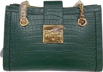 Generic Sac cabas pour femme en cuir de ventre de crocodile, sac &agrave; bandouli&egrave;re &agrave; cha&icirc;ne, sac &agrave; rabat en cuir dalligator v&eacute;ritable, sac bandouli&egrave;re simple