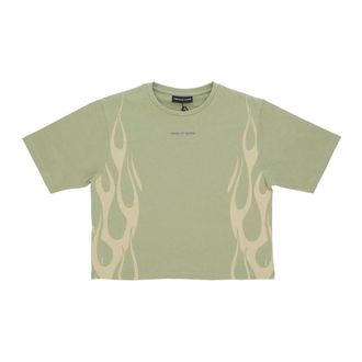 Vision Of Super Flames Tee Gr&uuml;n/off White - - Tops - Damen - Gr&uuml;n - S