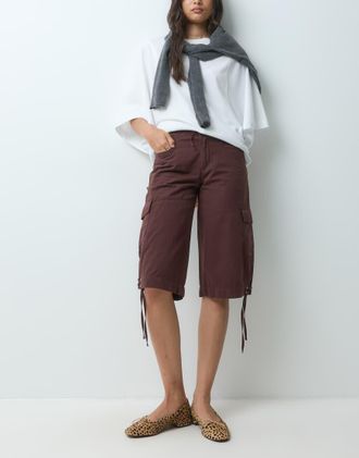 Miss Selfridge pantacourt cargo chocolat-Marron