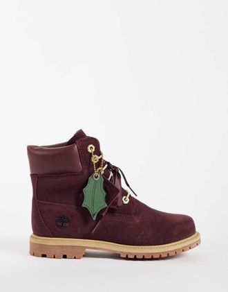 Timberland Premium 6 Inch WP Boot aus burgunderrotem Wildleder