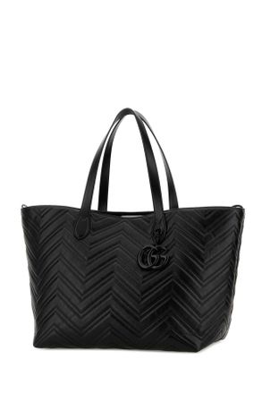 Gucci Womens Black Leather Large Gg Marmont Shopping Bag Blackblackblack Borse A Mano
