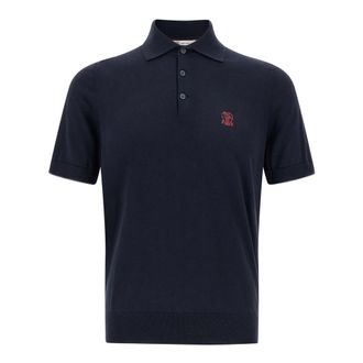 Brunello Cucinelli Leichtes Baumwoll-Polohemd - - Tops - Herren - Blau - S