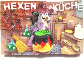 Generic Harz Magnet Poly Germany Souvenir Hexenk&uuml;che Feuer Besen Hexe