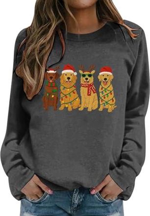 Generic Pull Moche Femme Sweat-Shirt Femme Col du Cou Manches Longues Confort DéContracté sans Capuche Polaire Douce Parfait Vacances FêTes Tendance Mode