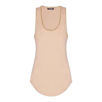 Balmain Femme, Tops, Beige, Taille: 40 FR D&eacute;bardeur fluide en jersey avec cha&icirc;nes