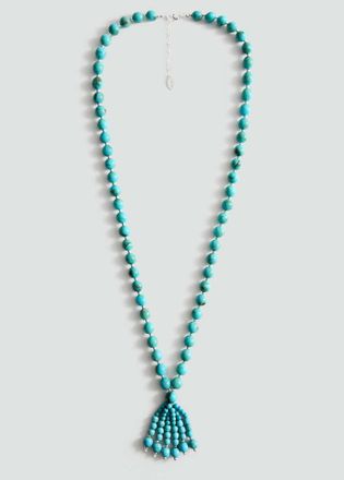 Mango Collier perles turquoise - Femme - Taille unique - MANGO