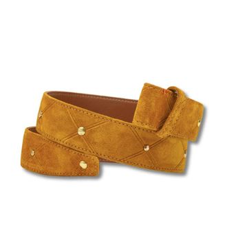 CLARIS VIROT Femme, Accessoires, Brun, Taille: M Ceinture en daim ambr&eacute; clout&eacute;