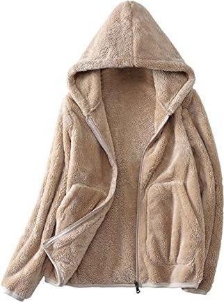 Generic Veste polaire grande taille pour femme, manteau chaud bross&eacute; &agrave; capuche pour lautomne 2022, pull &eacute;pais &agrave; manches longues, manteau corail chaud, v&ecirc;temen