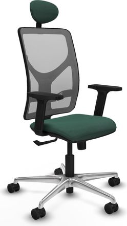 Piqueras y Crespo Kundenbetreuungszentrum, mit 2D-Armlehnen, h&ouml;henverstellbarer Lendenwirbelst&uuml;tze und festem Kopfteil, ausgestattet mit 3 Positionen, Grau/Flaschengr&uuml;n