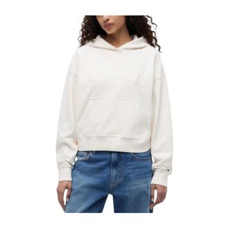 Tommy Hilfiger Femme, Sweatshirts et sweats &agrave; capuche, Beige, Taille: 40 FR Sweat &agrave; capuche Varsity &agrave; imprim&eacute; bouffant