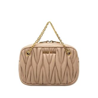 Miu Miu Pre-owned Matelass&eacute; Leather Jewelry Case - Femme - Pre-owned - Beige - Taille: ONE Size
