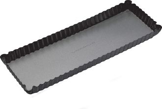 MasterClass MasterClass Tarteform mit losem Boden und PTFE-, PFOA- und BPA-freiem Antihaftbeschichtung, robuster 1 mm dicker Kohlenstoffstahl, 14 x 5 Zoll geriffe