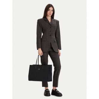 Tommy Hilfiger Handtasche Tommy Hilfiger Th City Tote Mono Nylon AW0AW18163 Schwarz