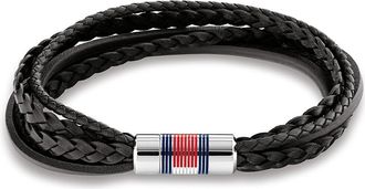 Tommy Hilfiger Jewelry Geflochtenes Lederarmband für Herren Schwarze Farbe - 2790426