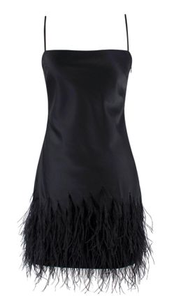 Ralph Lauren Black Satin Feather Mini Dress Size XS