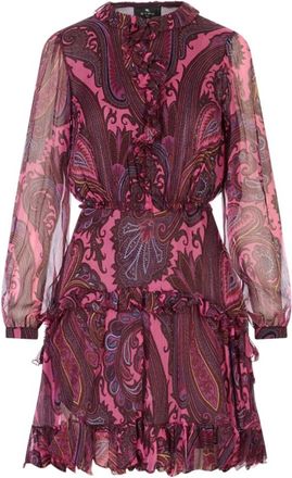 Etro R&uuml;schen-Minikleid aus Seide - - Dresses - Damen - Rosa - 2XS