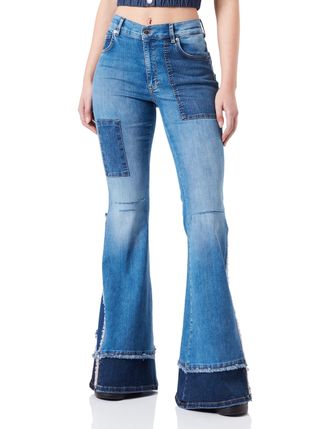 Love Moschino Damen Sleeveless Cropped Shirt, Blau, 38 EU