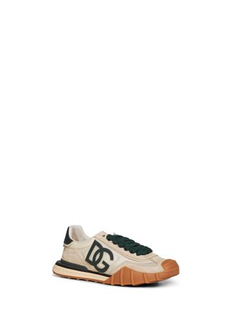 Dolce & Gabbana Mens Mesh And Suede Athletic Sneakers Beige Polyamide Trainers