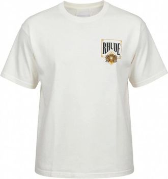 Rhude Homme, Tops, Blanc, Taille: L Racing Crest T-Shirt
