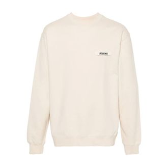 Jacquemus Homme, Sweatshirts et sweats à capuche, Beige, Taille: L SweaT-shirt Beige en Jersey avec Logo