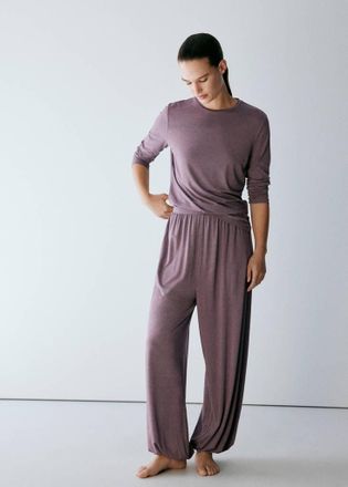 Mango T-shirt pyjama manches longues violet - Femme - S - MANGO