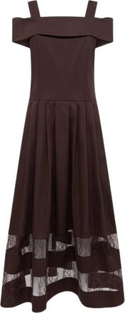 Blugirl Femme, Robes, Brun, Taille: 42 FR Robe Midi avec Empi&egrave;cements en Dentelle Florale