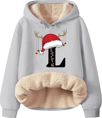 Generic Pull de No&euml;l 2025 pour femme - Grande taille - Haut moelleux &agrave; manches longues - Coupe ample - Doux et confortable - Avec cordon de serrage - Pull &agrave; c