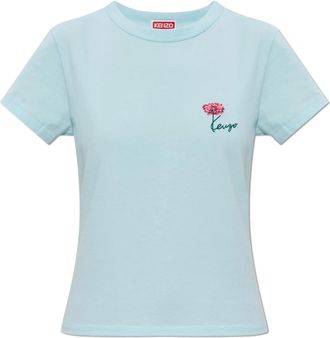 Kenzo Femme, Tops, Bleu, Taille: 38 FR Logo T-shirt