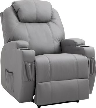 HOMCOM Homcom - Fauteuil luxe de relaxation et massage inclinaison dossier repose-pied &eacute;lectrique rev&ecirc;tement synth&eacute;tique gris