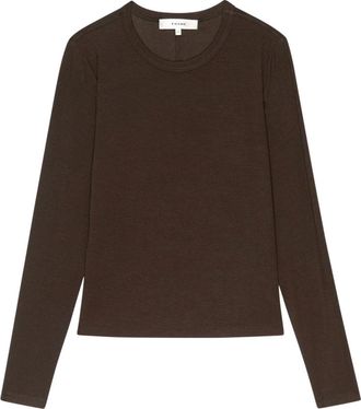 Frame Denim Femme, Pulls, Brun, Taille: 42 FR Long Sleeve Rib Crew