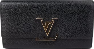 Louis Vuitton Portemonnaie - Louis Vuitton Noir Taurillon Capucines Wallet - Gr. unisize - in Schwarz - f&uuml;r Damen