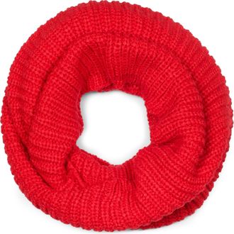 styleBREAKER Unisex Feinstrick Loop Schal einfarbig | Weicher elastischer Winter Schlauchschal in Feinripp Optik | Warmer Strick Loop f&uuml;r Damen und Herren, Rot