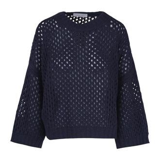 Liviana Conti Strickpullover mit Rundhalsausschnitt - - Knitwear - Damen - Blau - S