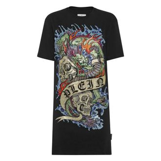 Philipp Plein T-Shirt Kleid Kurz Tattoo - - Dresses - Damen - Schwarzk - XS