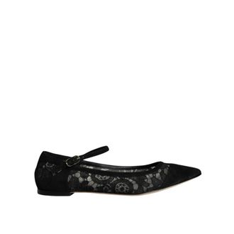 Dolce & Gabbana Schwarze Spitzenballerinas mit Ledersohle - - Shoes - Damen - Schwarzk - 36 EU