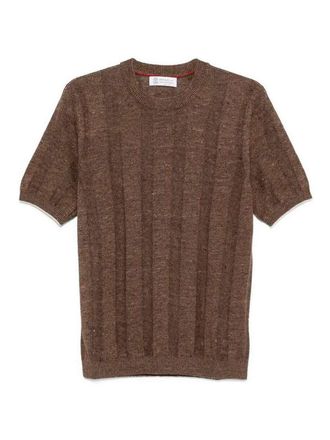 Brunello Cucinelli Pull Col Rond - Marron