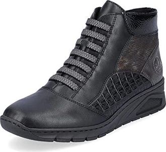 Rieker Bottines en Simili Cuir Noir à Semelle Antistress Semi-compensée fléxible, à Zip et à chevillière Slip-on