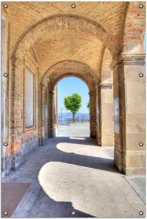 Wallario Outdoor-Poster f&uuml;r Garten oder Balkon Durchblick ins Weite, Motivbanner Gr&ouml;&szlig;e: ca. 100 x 150 cm, Outdoor-Bild