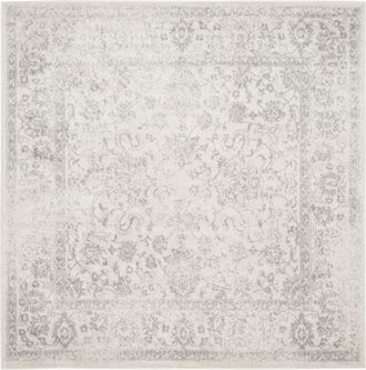 Safavieh Distressed Teppich f&uuml;r Wohnzimmer, Esszimmer, Schlafzimmer - Adirondack Collection, Kurzer Flor, Elfenbein und Silber, 160 x 160 cm