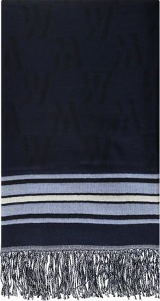 Moorer &Eacute;charpe en laine vierge &agrave; franges - Homme - Accessoires - Bleu - Taille: ONE Size