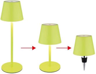 Globo Lighting Au&szlig;enleuchte Tischlampe Akku Tischleuchte Touchdimmer Flaschenaufsatz CCT gr&uuml;n, USB-C, LED 3W 200Lm warm-kaltwei&szlig;, DxH 11,5x36 cm