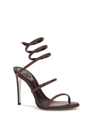 Rene Caovilla Womens Cleo Sandals Satin Fondant Satin-Burgundy Silk Satin/burgundy