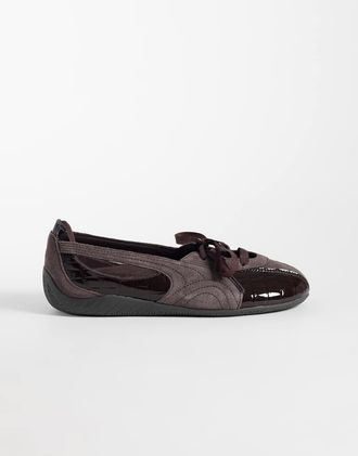Puma Speedcat Nova Ballerinas in Braun mit Kroko-Print
